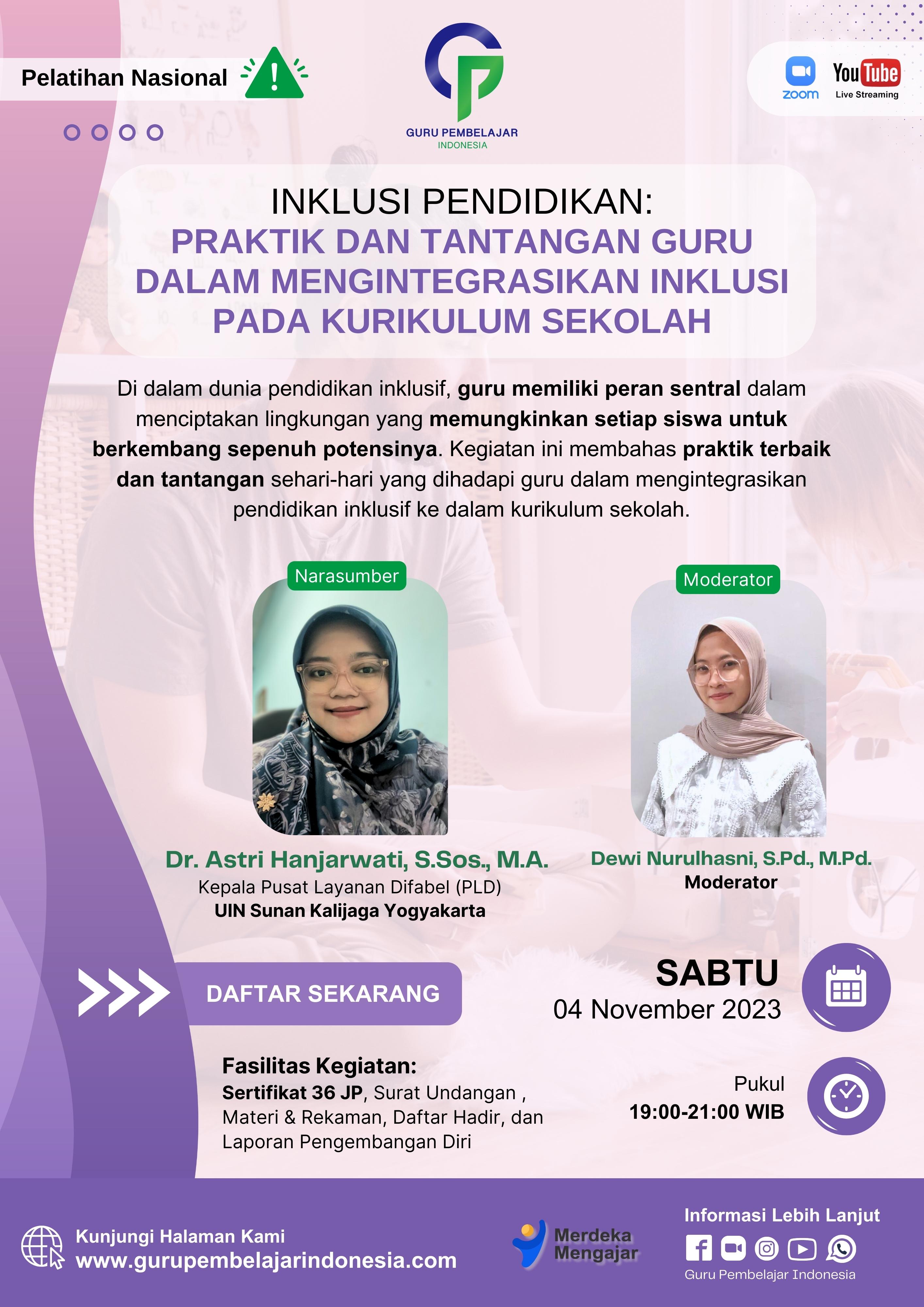 [Pelatihan Nasional 04 November] Inklusi Pendidikan: Praktik dan ...